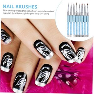 minkissy 8pcs Set Nail Art Brush Set Finger Nail Kit Diamond Kits Nail Kit Acrilic Nail Kit Para Uñas Acrilicas Nail Drawing Pen Nail Painting Tools 3d Gradient Acrylic Blue