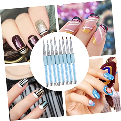 minkissy 8pcs Set Nail Art Brush Set Finger Nail Kit Diamond Kits Nail Kit Acrilic Nail Kit Para Uñas Acrilicas Nail Drawing Pen Nail Painting Tools 3d Gradient Acrylic Blue