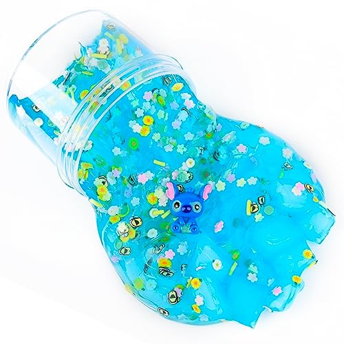 2 Pack Jelly Cube Crunchy Slime Kit, with Pink and Blue Clear Crunchy Slime, Soft & Non-Sticky, Slime Party Favor for Girls and Boys Stress Relief Toy, Cool Birthday Gifts for Kids