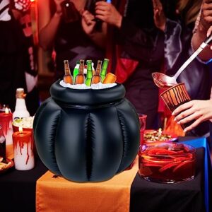 2 Pieces Inflatable Cauldron Drink Cooler Happy Halloween Party Beverage Holder Inflatable Coin Pot Cauldron Drink Cooler with Drain Plug for Halloween Parties Food Drink Holder Cooler Containers