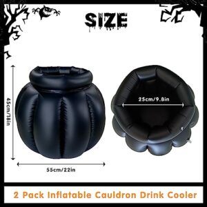 2 Pieces Inflatable Cauldron Drink Cooler Happy Halloween Party Beverage Holder Inflatable Coin Pot Cauldron Drink Cooler with Drain Plug for Halloween Parties Food Drink Holder Cooler Containers