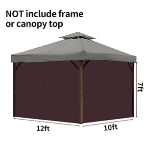 aonear Gazebo Privacy Curtains 10' x 10' with Zipper 4-Panels Side Wall Universal Replacement for Patio, Outdoor Canopy, Garden and Backyard, Coffee Brown (Curtain Only)