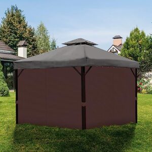 aonear Gazebo Privacy Curtains 10' x 10' with Zipper 4-Panels Side Wall Universal Replacement for Patio, Outdoor Canopy, Garden and Backyard, Coffee Brown (Curtain Only)