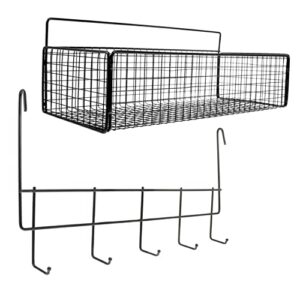 cabilock 1 set bathroom storage rack wire shelves wall mounted wire storage rack hanging storage shelves flowerpot shelf grid storage baskets food display rack hole-free storage rack black