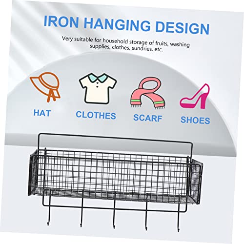 Cabilock 1 Set Bathroom Storage Rack Wire Shelves Wall Mounted Wire Storage Rack Hanging Storage Shelves Flowerpot Shelf Grid Storage Baskets Food Display Rack Hole-Free Storage Rack Black