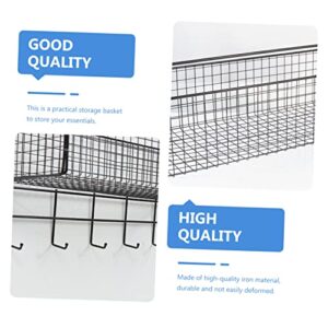 Cabilock 1 Set Bathroom Storage Rack Wire Shelves Wall Mounted Wire Storage Rack Hanging Storage Shelves Flowerpot Shelf Grid Storage Baskets Food Display Rack Hole-Free Storage Rack Black