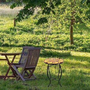 YNGFIL Outdoor Side Table Sun Round Small Patio Accent Table Indoor End Table for Yard, Garden, Living Room, Bistro Balcony or Lawn