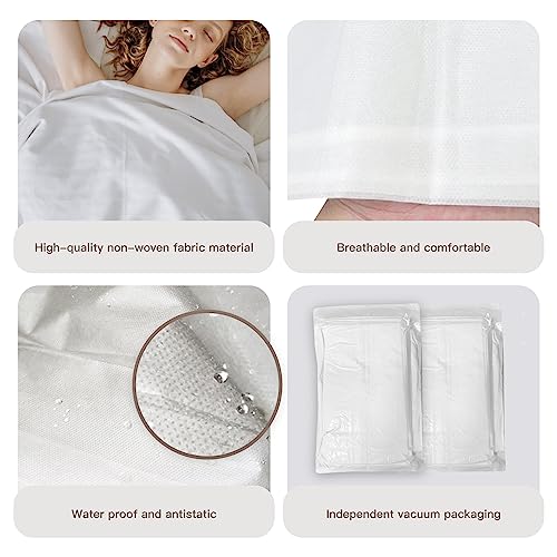 2 PACK Disposable Sheets For Travel King Size Bed Disposable Bedding For Travel Sheets For Hotel Disposable Bed Sheets For Travel With 2 Bed Sheet 2 Duvet Cover And 4 Pillowcase For Travel Bedsheets