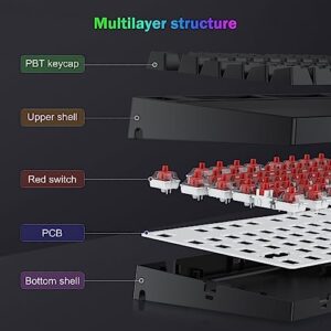 TECURS Gaming Keyboard Mechanical Wired LED Keyboard 5 Macro Keys 87 Keys Compact Teclado Mecanico TKL Gamer Keyboard with Red Switch for PC Computer Laptop Xbox PS4 PS5