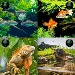 Aquarium Thermometer Digital, Fish Tank Thermometer, Reptile Terrarium Thermometer, Incubator Thermometer, Fish Tank Accessories with LED Display and USB Rechargeable Cordless, Range of 14-122℉