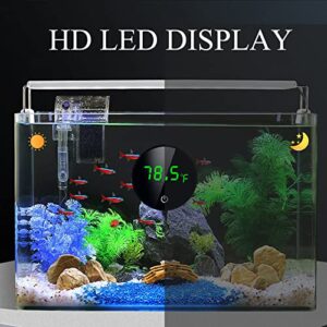 Aquarium Thermometer Digital, Fish Tank Thermometer, Reptile Terrarium Thermometer, Incubator Thermometer, Fish Tank Accessories with LED Display and USB Rechargeable Cordless, Range of 14-122℉