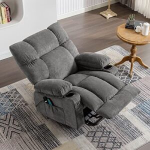 VON RACER Power Lift Recliner Chairs Modern Chair with Heat and Massage Recliners for Elderly Sofa with 2 Side Pocket, USB Port Remote Control, Adjustable Furniture, Classic Grey