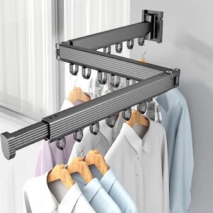 Lora Dew Clothes Rack,Drying Rack Clothing Wall Mounted,Collapsible Drying Racks for Laundry,Hanging Racks for Clothes,Retractable Laundry Hanger Rack Indoor,Grey