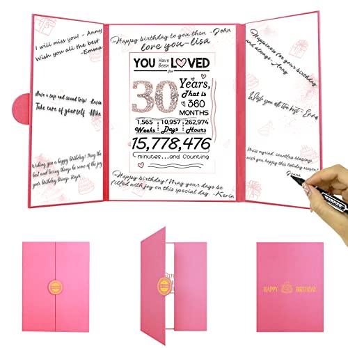 Vlipoeasn Happy 30th Birthday Guest Book Alternative Signature Congrats Certificate, Rose Gold 30th Birthday Decorations for Women, 30th Birthday Party Supplies, 30 Years Old Birthday Gifts for Her