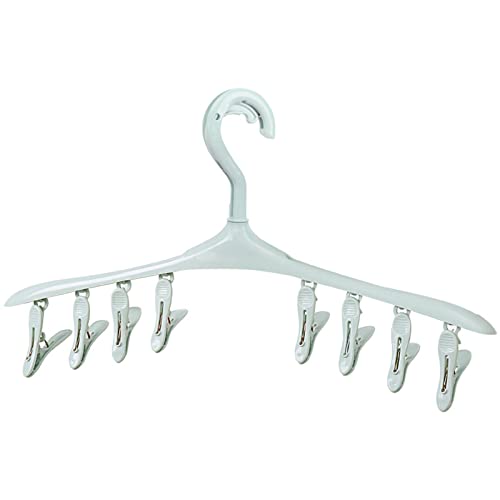 Clothes Drying Hanger Rack with 8 Clips, Sturdy Windproof Plastic Laundry Clip and Drip Drying Hanger 360° Rotatable Hook for Drying Socks Bras Underwears Baby Clothes Hats Scarfs Towels and Gloves