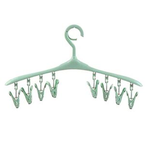 Clothes Drying Hanger Rack with 8 Clips, Sturdy Windproof Plastic Laundry Clip and Drip Drying Hanger 360° Rotatable Hook for Drying Socks Bras Underwears Baby Clothes Hats Scarfs Towels and Gloves