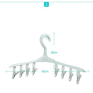 Clothes Drying Hanger Rack with 8 Clips, Sturdy Windproof Plastic Laundry Clip and Drip Drying Hanger 360° Rotatable Hook for Drying Socks Bras Underwears Baby Clothes Hats Scarfs Towels and Gloves