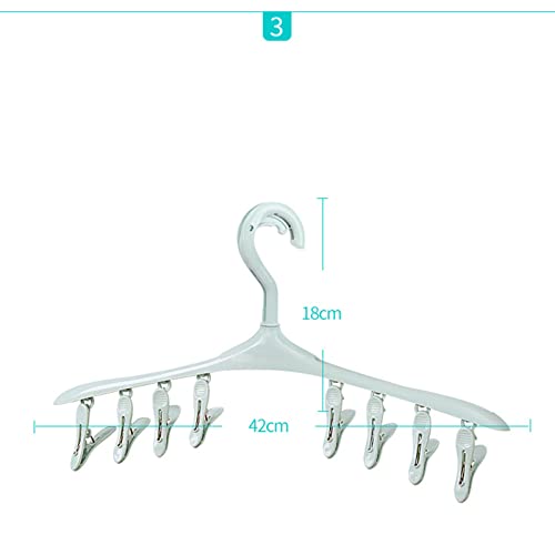 Clothes Drying Hanger Rack with 8 Clips, Sturdy Windproof Plastic Laundry Clip and Drip Drying Hanger 360° Rotatable Hook for Drying Socks Bras Underwears Baby Clothes Hats Scarfs Towels and Gloves