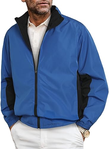 JMIERR Mens Lightweight Rain Jacket Casual Long Sleeve Active Windbreaker Golf Coats, US 46(XL) A Sky Blue