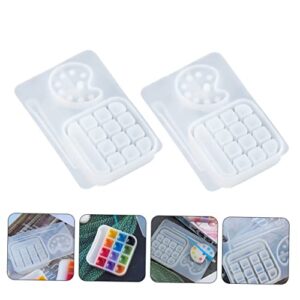 COHEALI 4 Pcs Palette Stencil Crystal Mold Crystal Resin Mold Crystal Tray Eyeshadow Pallets Lipstick Holder Epoxy Resin Molds DIY Accessories Paint Tray Box Mould Paint Tray Box Mold Clay