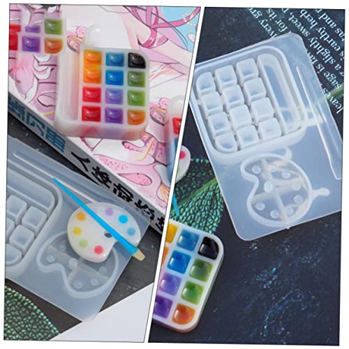 COHEALI 4 Pcs Palette Stencil Crystal Mold Crystal Resin Mold Crystal Tray Eyeshadow Pallets Lipstick Holder Epoxy Resin Molds DIY Accessories Paint Tray Box Mould Paint Tray Box Mold Clay