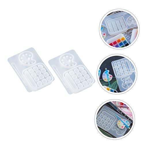 COHEALI 4 Pcs Palette Stencil Crystal Mold Crystal Resin Mold Crystal Tray Eyeshadow Pallets Lipstick Holder Epoxy Resin Molds DIY Accessories Paint Tray Box Mould Paint Tray Box Mold Clay