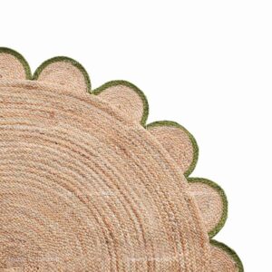 Chouhan International 4x4, 5x5, 6x6,feet Natural Jute Scallop Round Rug, Floor Scalloped Edge Rug Braided Boho Eco Large Circular Handmade Area Rugs