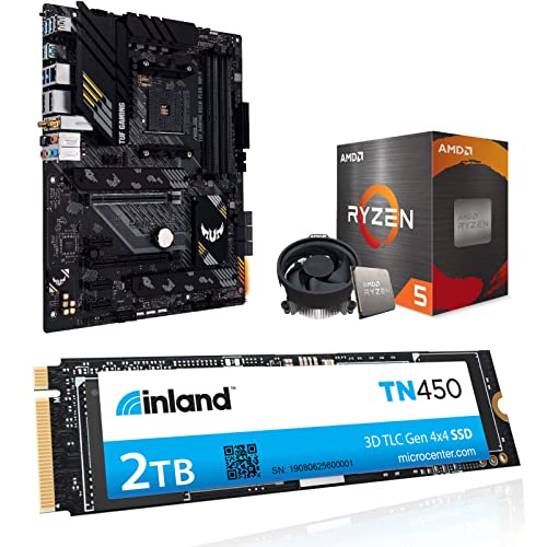 Micro Center AMD Ryzen 5 5600X 6-core Desktop Processor with Wraith Stealth Cooler Bundle with ASUS TUF Gaming B550-PLUS Motherboard and 2TB Gen4x4 M.2 SSD