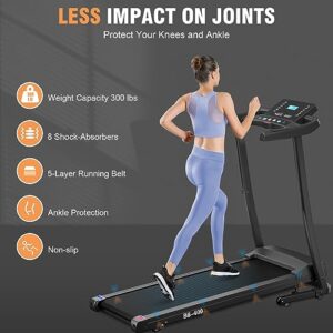 Treadmills for Home, Folding Treadmill with Incline, 3HP 300 LBS Weight Capacity, Foldable Walking Jogging Running Machine with 12 Preset Program, LED Display, Bluetooth, Wider Running Belt for Office