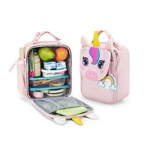 TOURIT Kids Lunch Box Insulated Lunch Bag for Kids with Water Bottle Holder, Water-resistant Lightweight Lunch Tote Bag for Boys Girls to School, Picnics,Unicorn