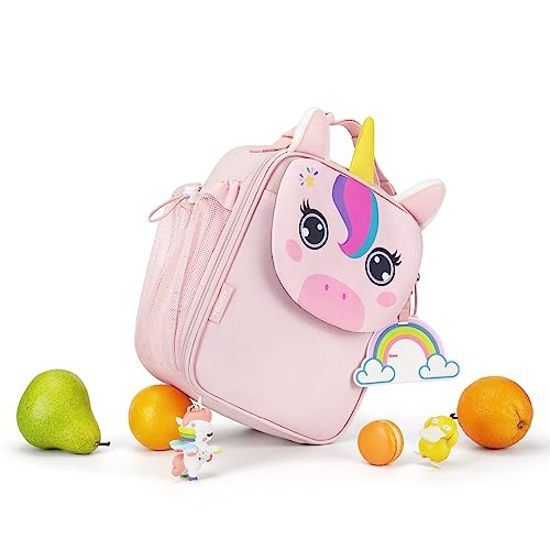 TOURIT Kids Lunch Box Insulated Lunch Bag for Kids with Water Bottle Holder, Water-resistant Lightweight Lunch Tote Bag for Boys Girls to School, Picnics,Unicorn