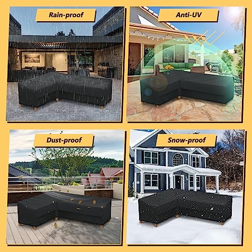 STARTWO Upgrade Outdoor L-Shaped Sectional Sofa Cover 83"x104"(Left Facing) Waterproof Outdoor Patio Furniture Covers with Corner Reinfored&Large Air Vent Design More Tear-Stop Couch Cover,Black