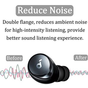 IiEXCEL Double Flange Compatible with Soundcore Space A40 Ear Tips, Noise Reduce Replacement Silicone Eartips Buds Cover Accessories Compatible with Soundcore Life P3 A1 Space A40 - S/M/L Black