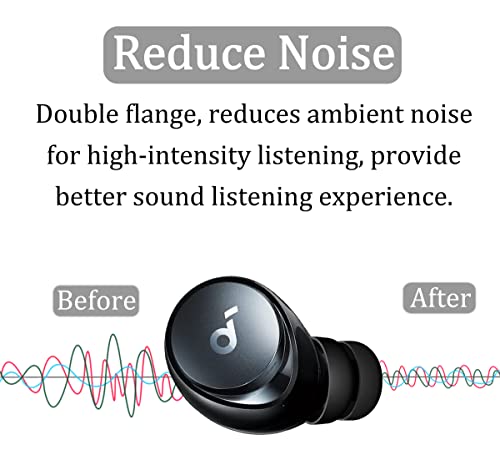 IiEXCEL Double Flange Compatible with Soundcore Space A40 Ear Tips, Noise Reduce Replacement Silicone Eartips Buds Cover Accessories Compatible with Soundcore Life P3 A1 Space A40 - S/M/L Black