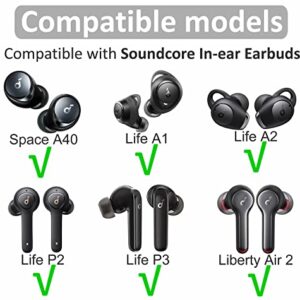 IiEXCEL Double Flange Compatible with Soundcore Space A40 Ear Tips, Noise Reduce Replacement Silicone Eartips Buds Cover Accessories Compatible with Soundcore Life P3 A1 Space A40 - S/M/L Black