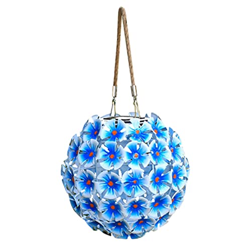 SOLUSTRE Solar Flower Ball Light Outdoors Solar Lights Out Door Decor Hydrangea Decor Hydrangea Hanging Light Solar Ball Light Solar Hanging Ball Solar Blue Hydrangea Lamp Garden Solar Lamp