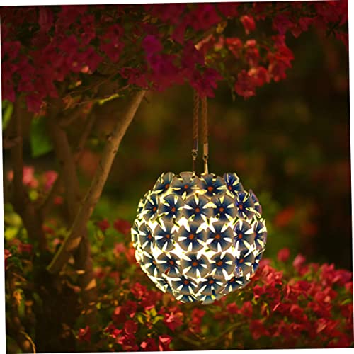 SOLUSTRE Solar Flower Ball Light Outdoors Solar Lights Out Door Decor Hydrangea Decor Hydrangea Hanging Light Solar Ball Light Solar Hanging Ball Solar Blue Hydrangea Lamp Garden Solar Lamp