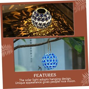 SOLUSTRE Solar Flower Ball Light Outdoors Solar Lights Out Door Decor Hydrangea Decor Hydrangea Hanging Light Solar Ball Light Solar Hanging Ball Solar Blue Hydrangea Lamp Garden Solar Lamp