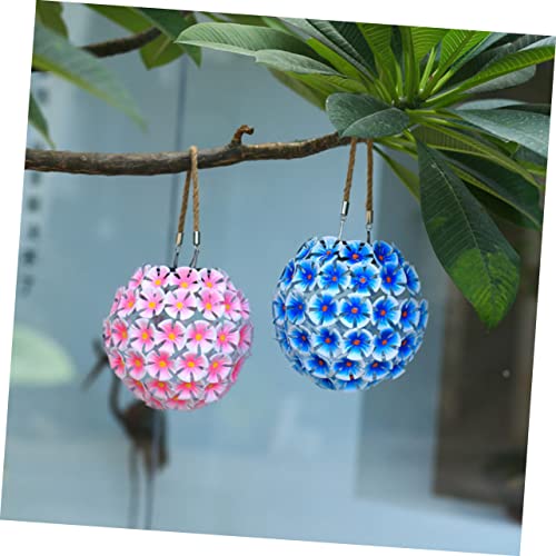 SOLUSTRE Solar Flower Ball Light Outdoors Solar Lights Out Door Decor Hydrangea Decor Hydrangea Hanging Light Solar Ball Light Solar Hanging Ball Solar Blue Hydrangea Lamp Garden Solar Lamp