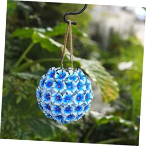 SOLUSTRE Solar Flower Ball Light Outdoors Solar Lights Out Door Decor Hydrangea Decor Hydrangea Hanging Light Solar Ball Light Solar Hanging Ball Solar Blue Hydrangea Lamp Garden Solar Lamp