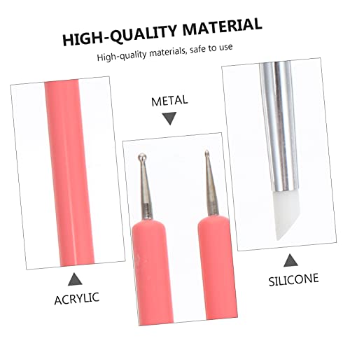 FOMIYES 5pcs Silicone Dot Needle Pen Nail Set Tool Pinceles Para Uñas Acrilicas Nails Kits Salon Nail Stylus Pen Nail Brush Pen Nail Art Tip Dot Nail Liner Brush Manicure Brush Pen Pink