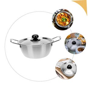 DOITOOL Instant Noodle Pot Chinese Steamer Basket Ramen Pot with Lid Korean Pots for Cooking Food Serving Pot Dumpling Steamer Stainless Steel Wok Pan Stainless Steel Stockpot Noodles Pot