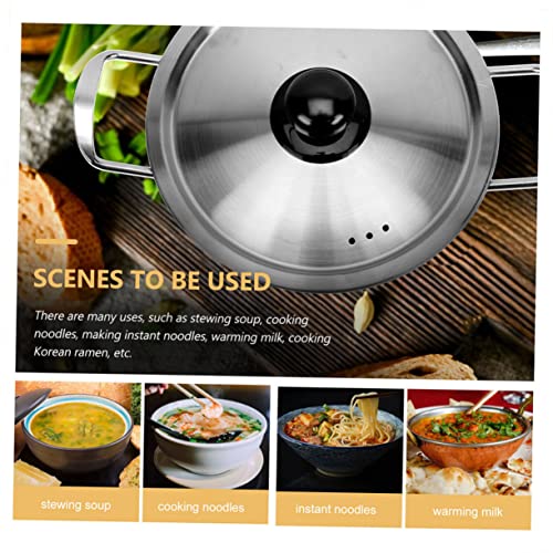 DOITOOL Instant Noodle Pot Chinese Steamer Basket Ramen Pot with Lid Korean Pots for Cooking Food Serving Pot Dumpling Steamer Stainless Steel Wok Pan Stainless Steel Stockpot Noodles Pot