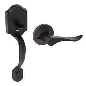 hosom front door handle, exterior entry door handleset with lever, reversible for right & left-handed doors, classic style, oil rubbed bronze