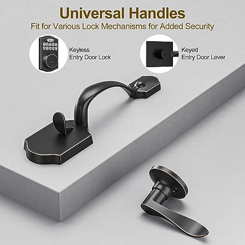 HOSOM Front Door Handle, Exterior Entry Door Handleset with Lever, Reversible for Right & Left-Handed Doors, Classic Style, Oil Rubbed Bronze