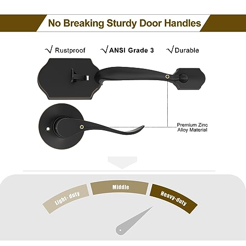 HOSOM Front Door Handle, Exterior Entry Door Handleset with Lever, Reversible for Right & Left-Handed Doors, Classic Style, Oil Rubbed Bronze