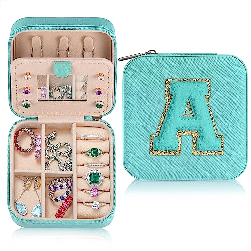 Parima Travel Jewelry Case for Women Fashion, A initial Jewelry Case| Travel Jewelry Case Organizer| Small Blue Jewelry Case| Mini Jewelry Travel Case for Girls Jewelry Box| Teen Girl Gifts Trendy Stuff