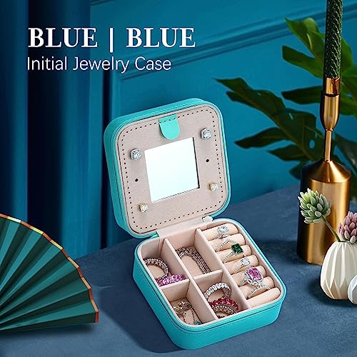 Parima Travel Jewelry Case for Women Fashion, A initial Jewelry Case| Travel Jewelry Case Organizer| Small Blue Jewelry Case| Mini Jewelry Travel Case for Girls Jewelry Box| Teen Girl Gifts Trendy Stuff