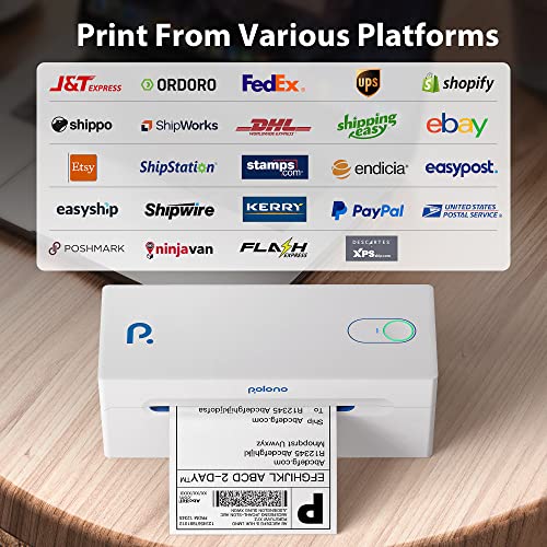 POLONO Bluetooth Thermal Shipping Label Printer, Wireless 4x6 Shipping Label Printer for Small Business, Support Android, iPhone, Windows, and Mac, Widely Used for Ebay, Amazon, Shopify, Etsy, USPS