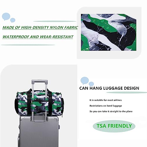 Lmwzh Travel Duffle Gym Sports Bag Dance Weekender Overnight Cheer Suitable For Kids Teen And Adults With Shoe Compartment Wet Pocket (Green)